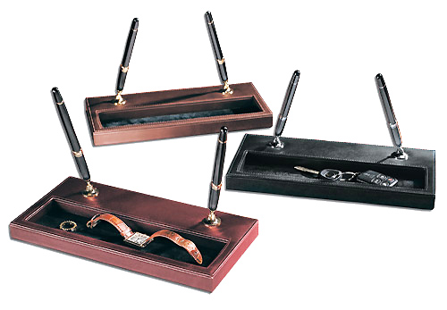 Leather Double Pen Stand